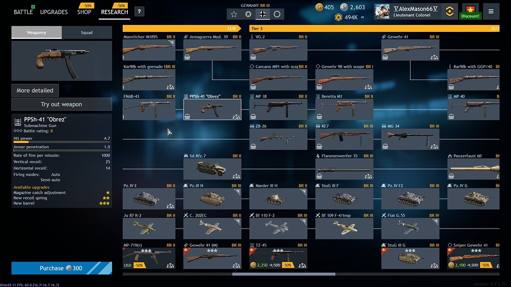 Replace the PPSh-41 "Obrez" in German tech tree with MP-41(r) - Weapons ...