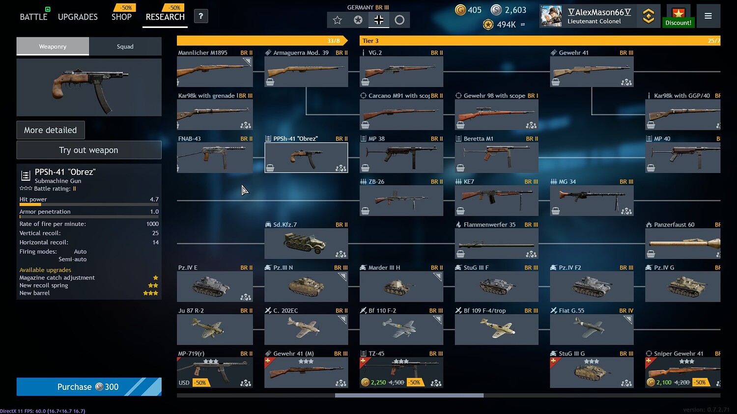 Replace the PPSh-41 "Obrez" in German tech tree with MP-41(r) - Weapons ...