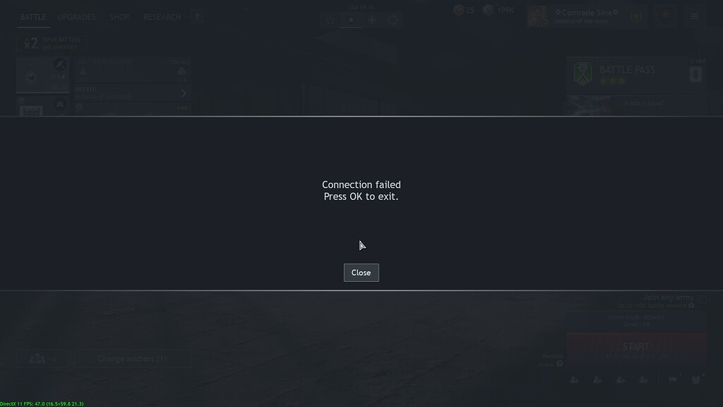 Connection Failed - all Servers - Mess Room - Enlisted — official forum