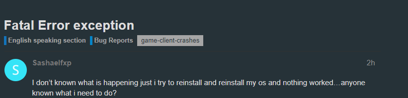 Fatal Error exception - Bug Reports - Enlisted